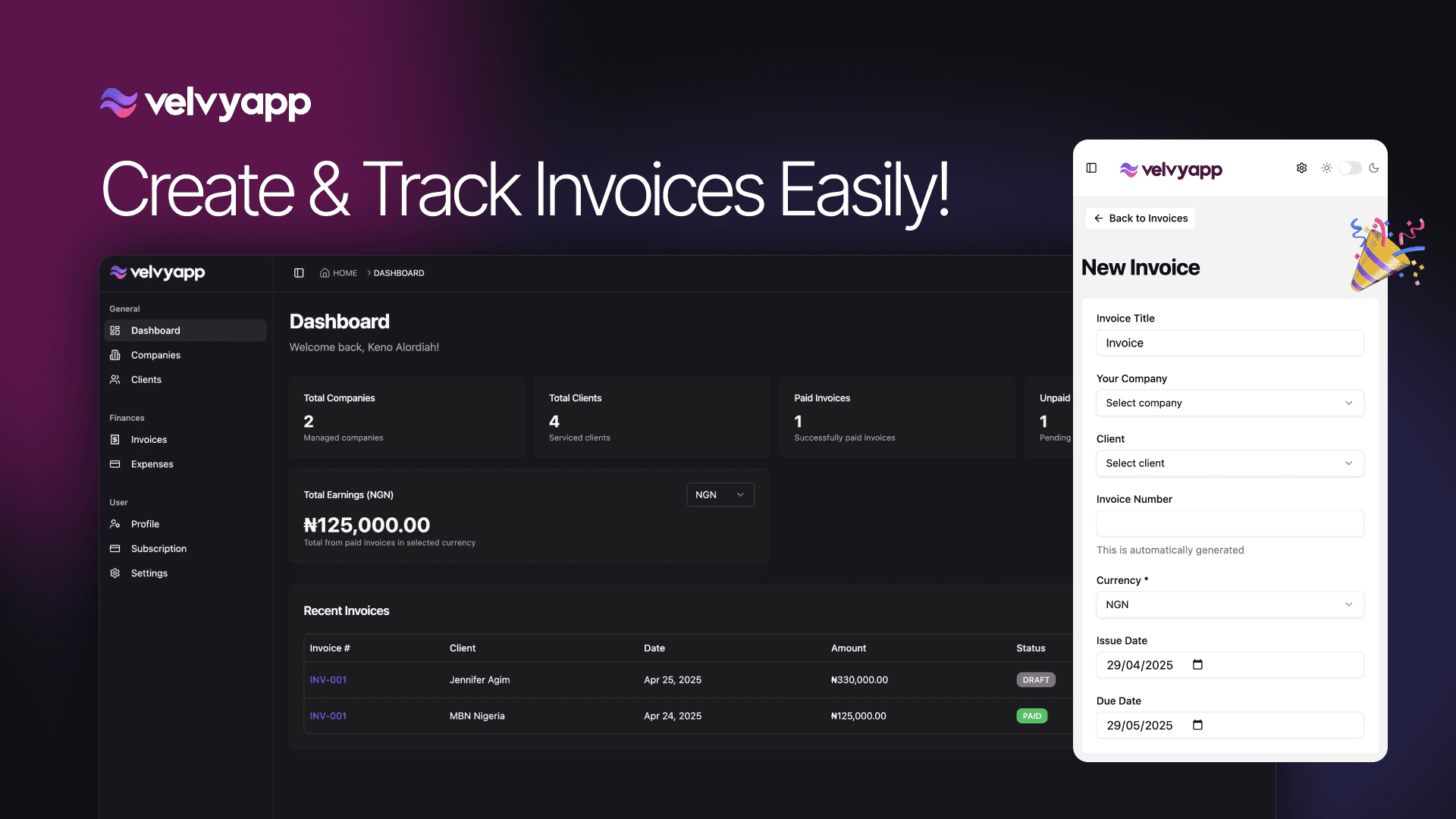 Velvy - Free Invoice Generator for Freelancers, Creators and Businesses